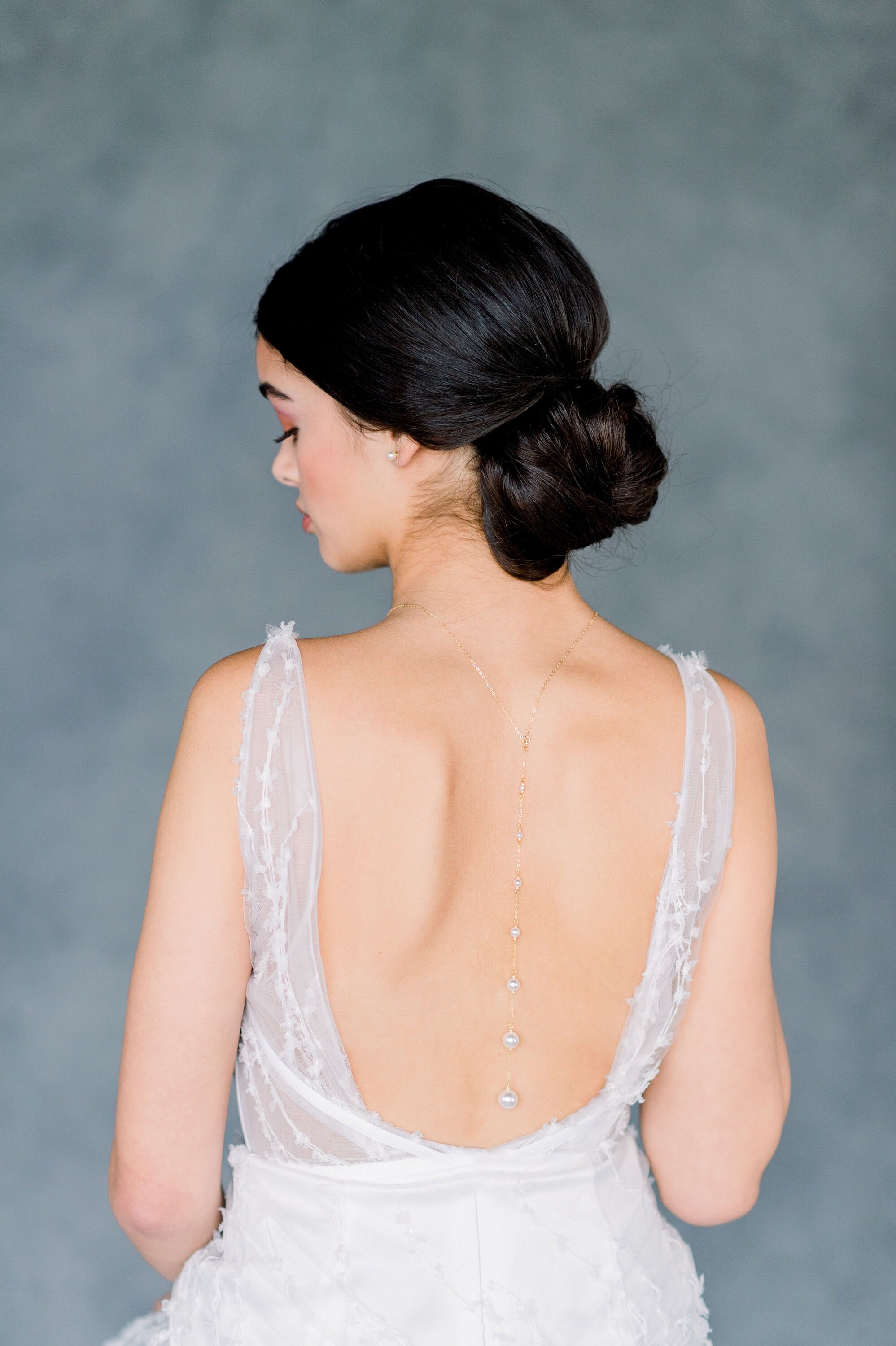 Pearl Drop Necklace Back Drop Jewelry Back Body Chain Pearl | Etsy