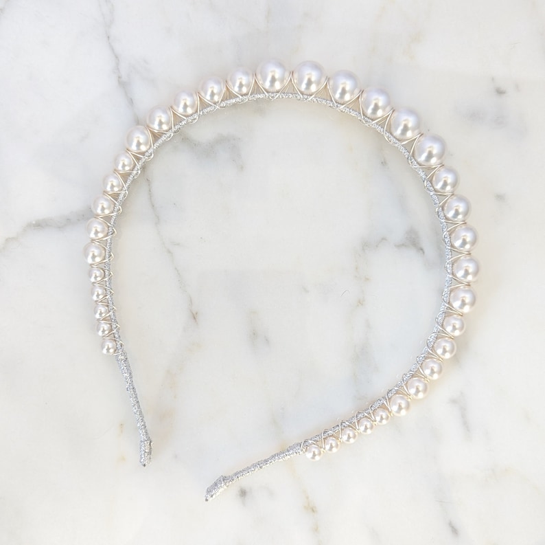 Large Pearl Headband Gold Beaded Pearl Hairband Silver - Etsy