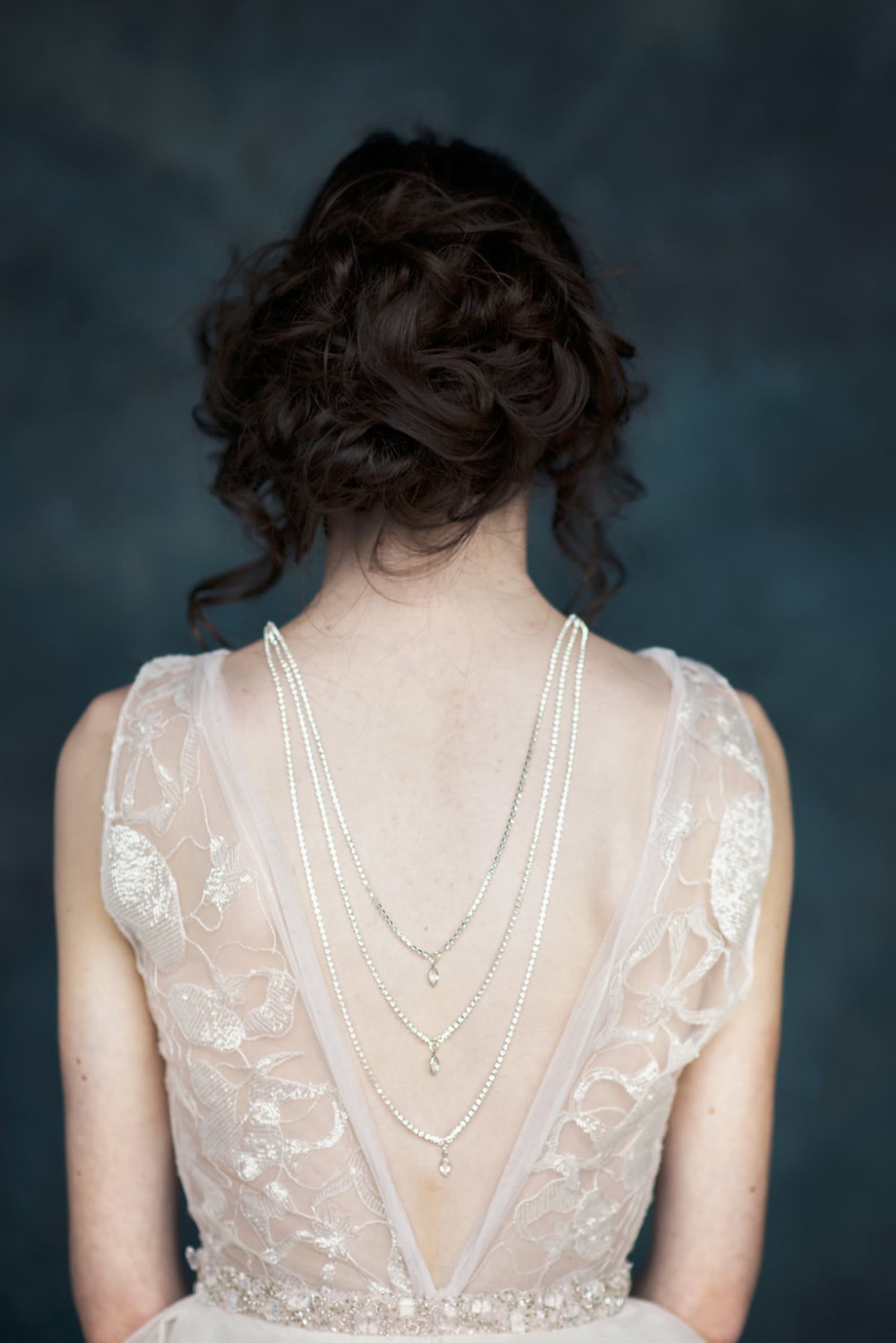 Silver Back Necklace Rhinestone Back Jewelry Tiered - Etsy