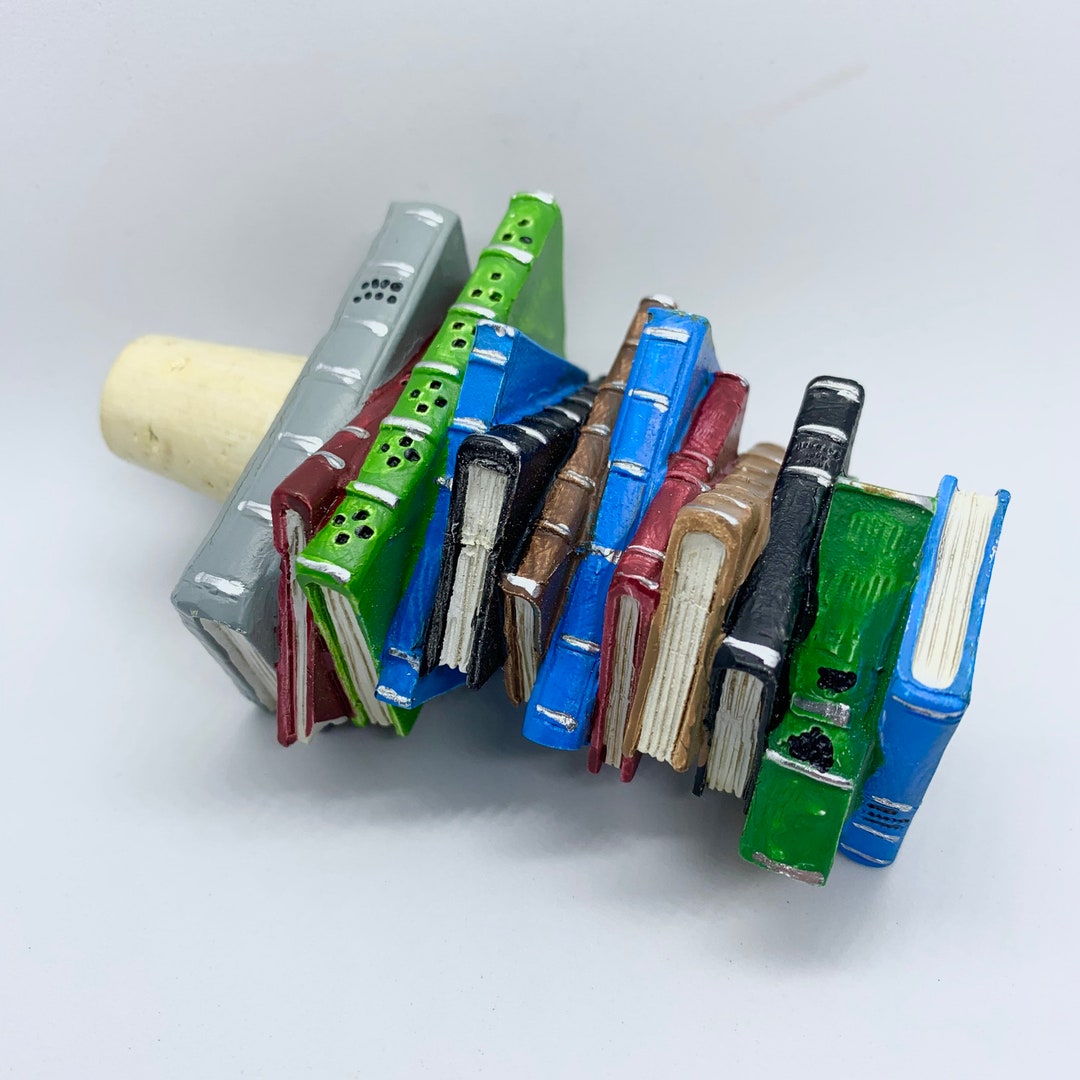 Stack of Books Wine Stopper (multi-colored) - Etsy