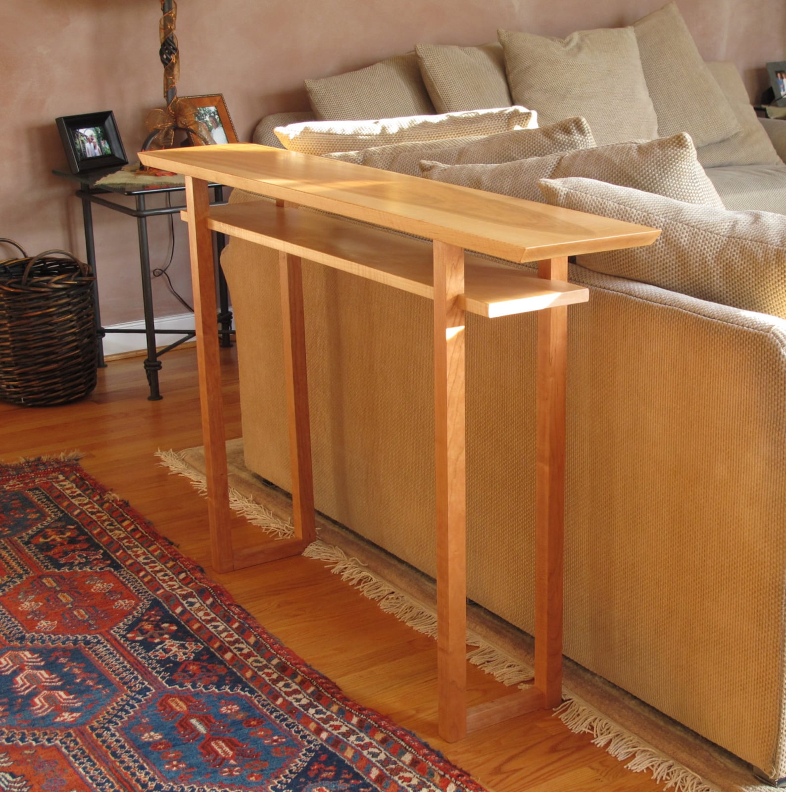 Handmade Narrow Wood Sofa Table: Console Table, Hall Table Mid Century ...