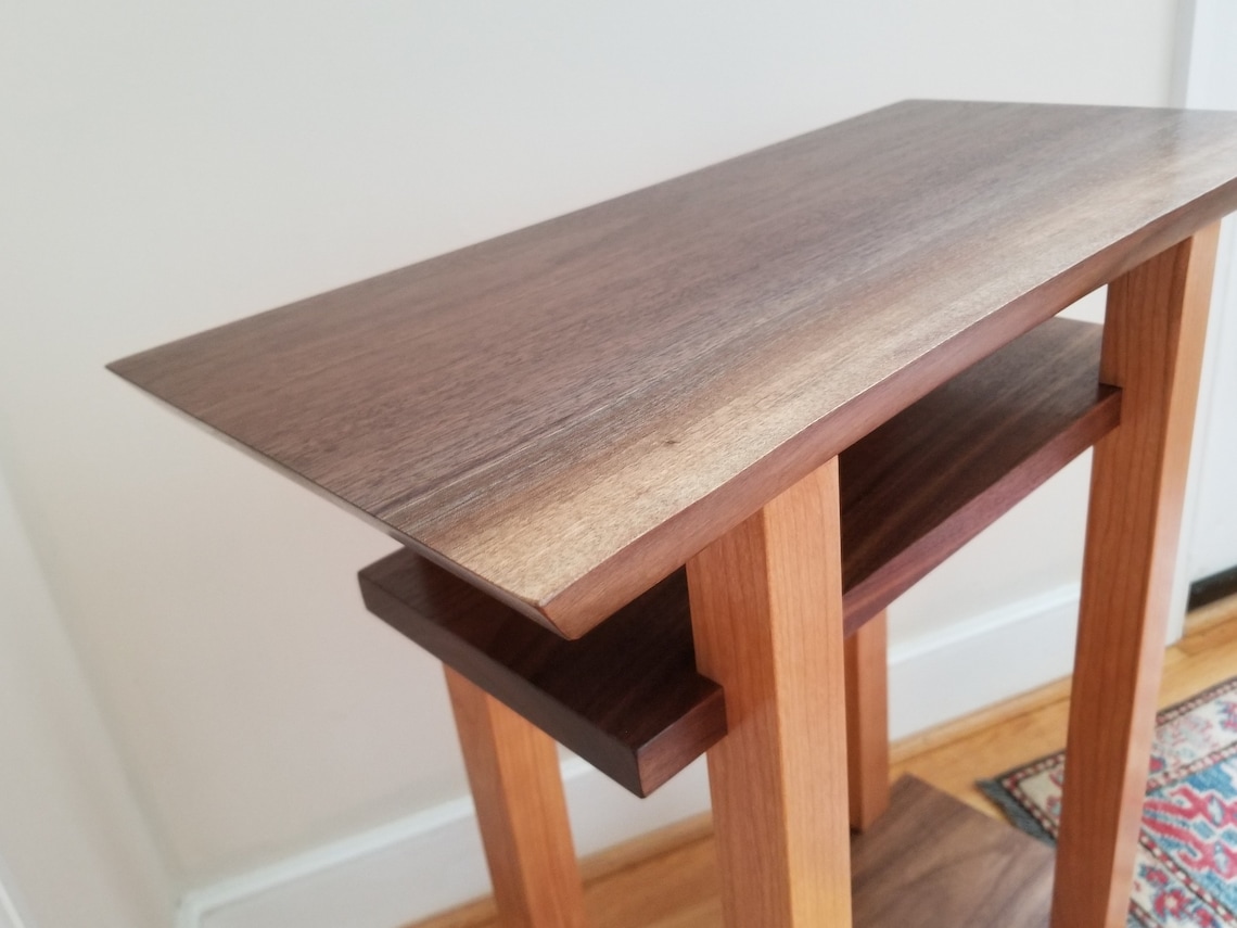 2 Shelf Table Narrow End Tables in Cherry and Walnut Live Edge Wood ...