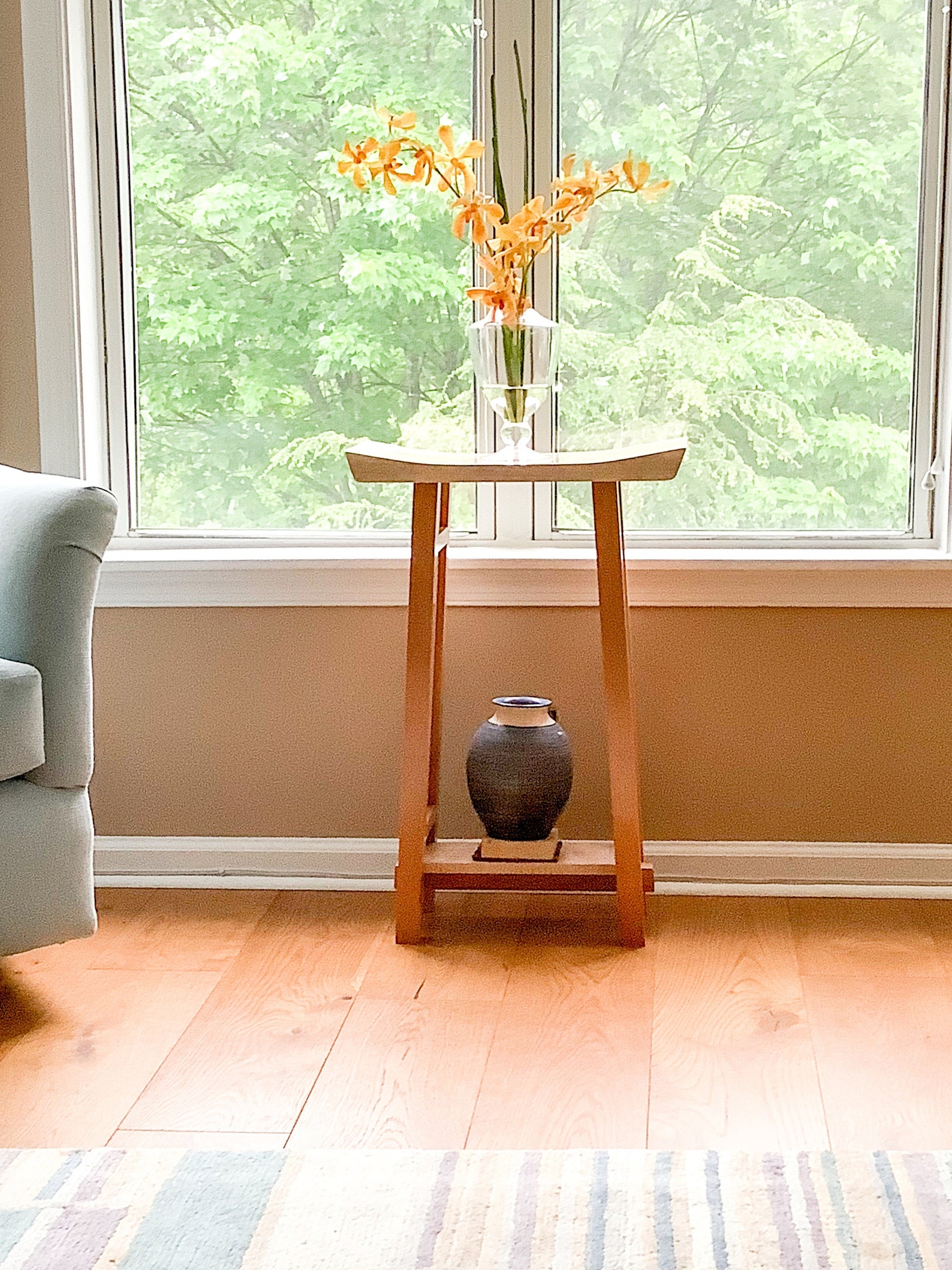 Small Side Table: Tiger Maple & Cherry Narrow End Table/ Entry Table - Etsy