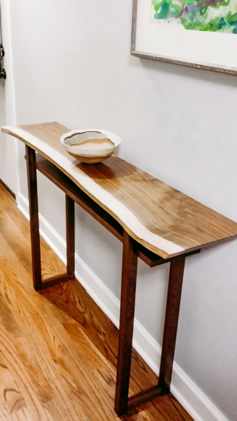Live Edge Hall Table - Wood Console, Narrow Entryway Decor- Minimalist ...