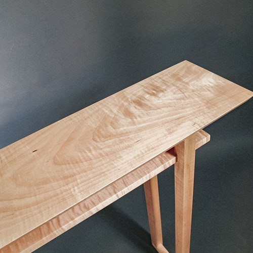 Tiger Maple Narrow Console Table: Mid Century Modern Wood - Etsy