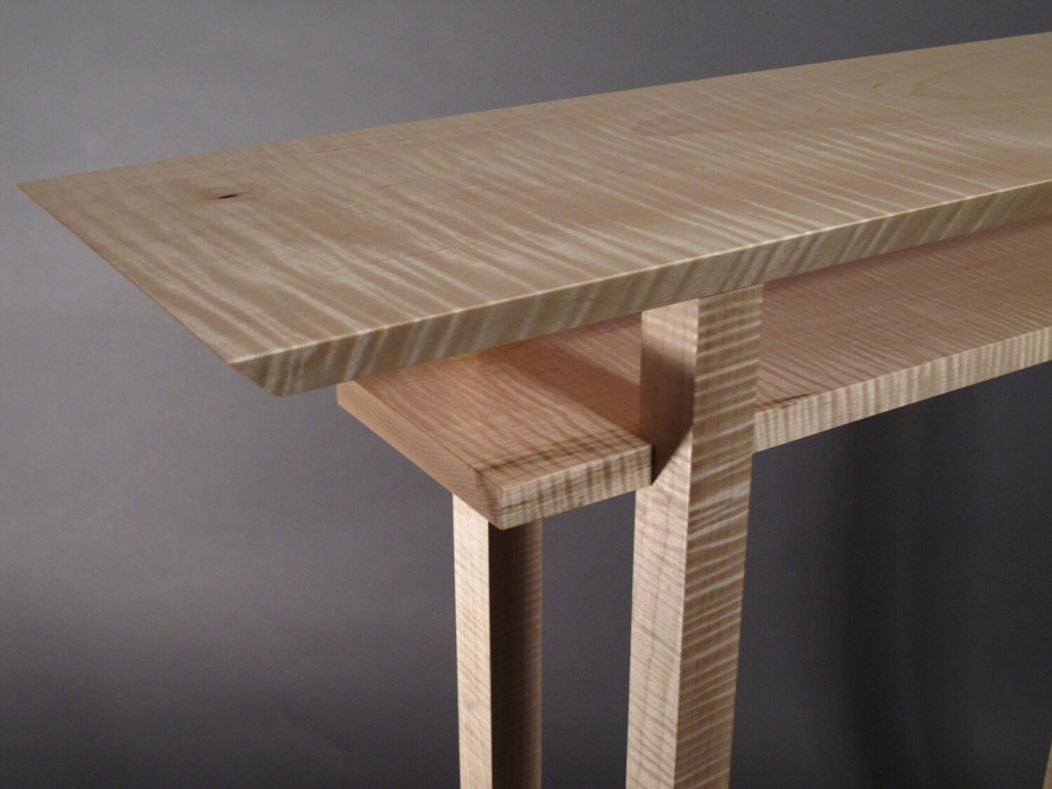 Tiger Maple Narrow Console Table: Mid Century Modern Entryway Furniture ...