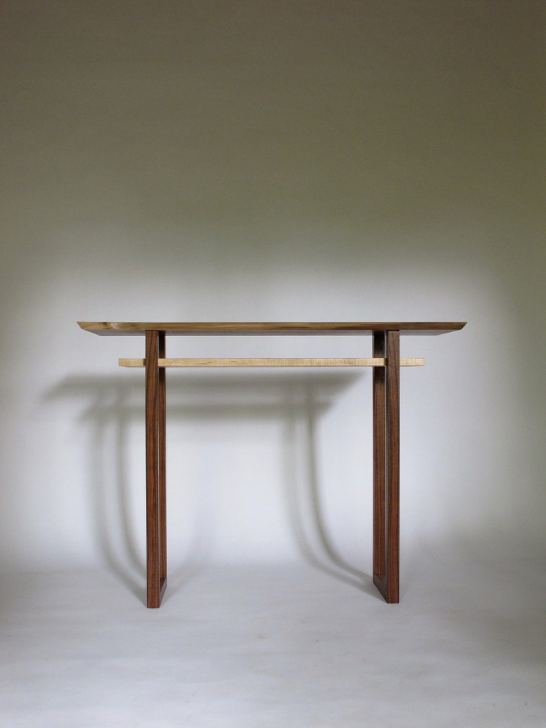 Walnut Console Table With Live Edge Table Top: Narrow Table - Etsy