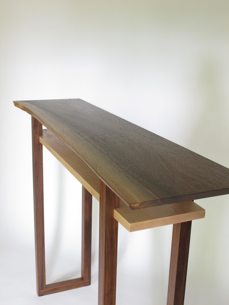 Walnut Console Table With Live Edge Table Top: Narrow Table - Etsy