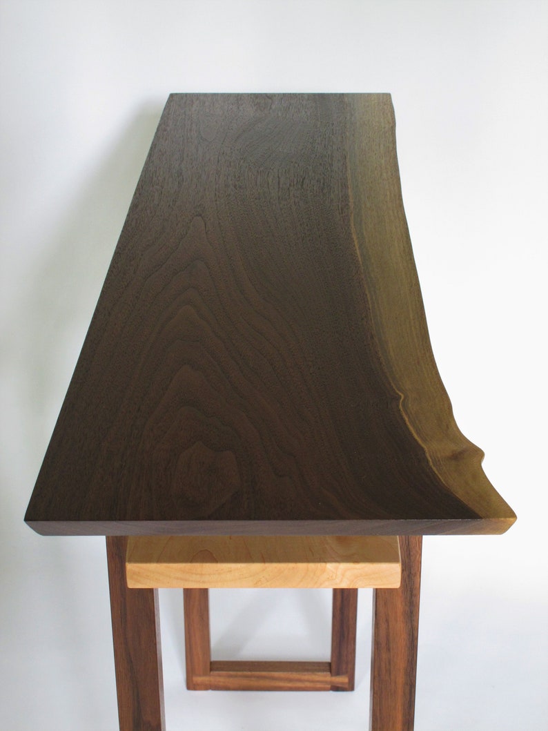 Walnut Console Table With Live Edge Table Top: Narrow Table - Etsy