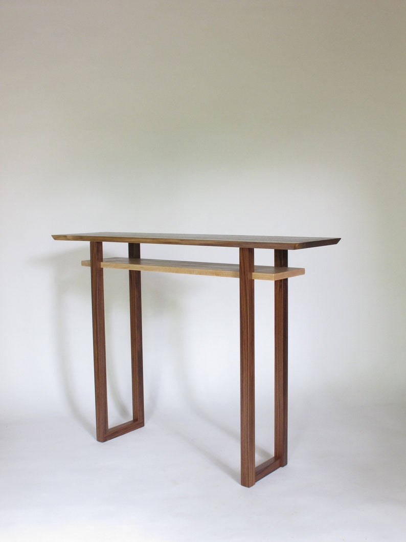 Walnut Console Table With Live Edge Table Top: Narrow Table - Etsy