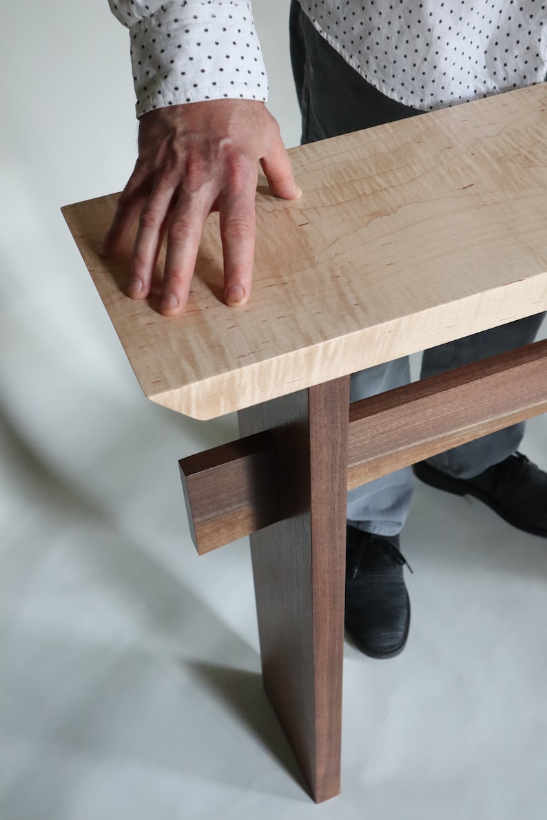 Zen Decor Console Table- Narrow Hallway Table in Tiger Maple & Walnut ...