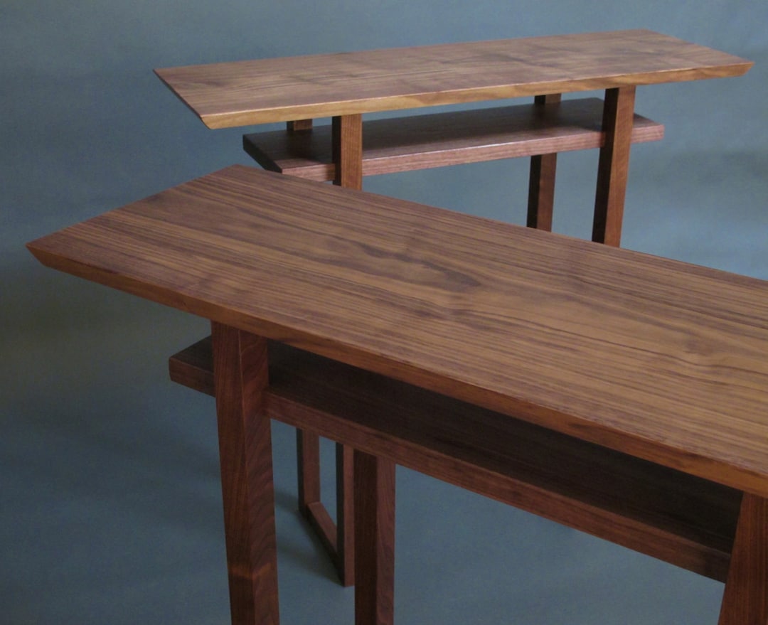 Pair of Narrow Walnut Console Tables Wood Entry Tables for Hallways ...