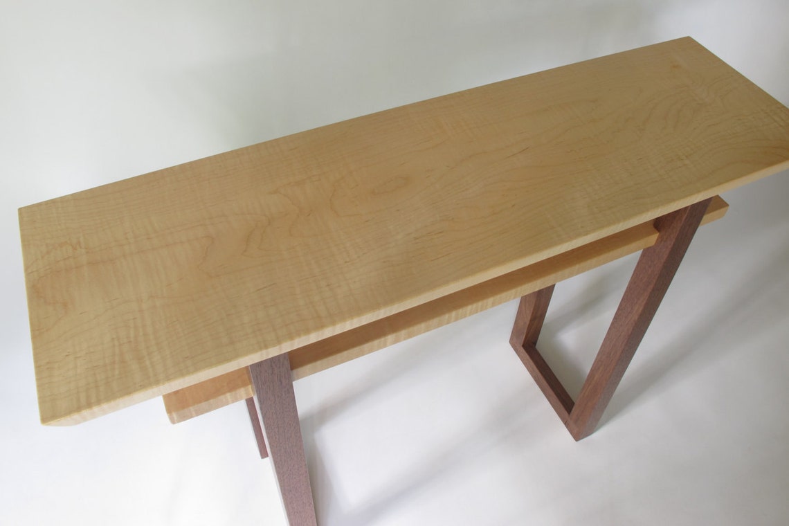 Custom Narrow Wood Side Table: Small Console Table, Vanity Table ...