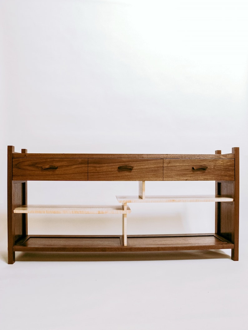 Walnut TV Console Cabinet – Modern Wood Entertainment Center With ...