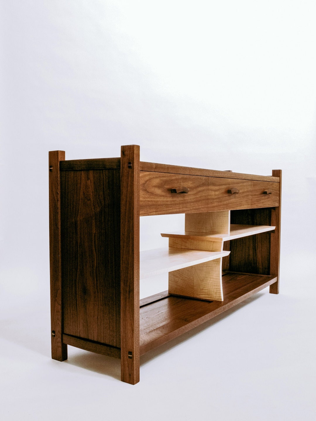 Walnut TV Console Cabinet – Modern Wood Entertainment Center With ...