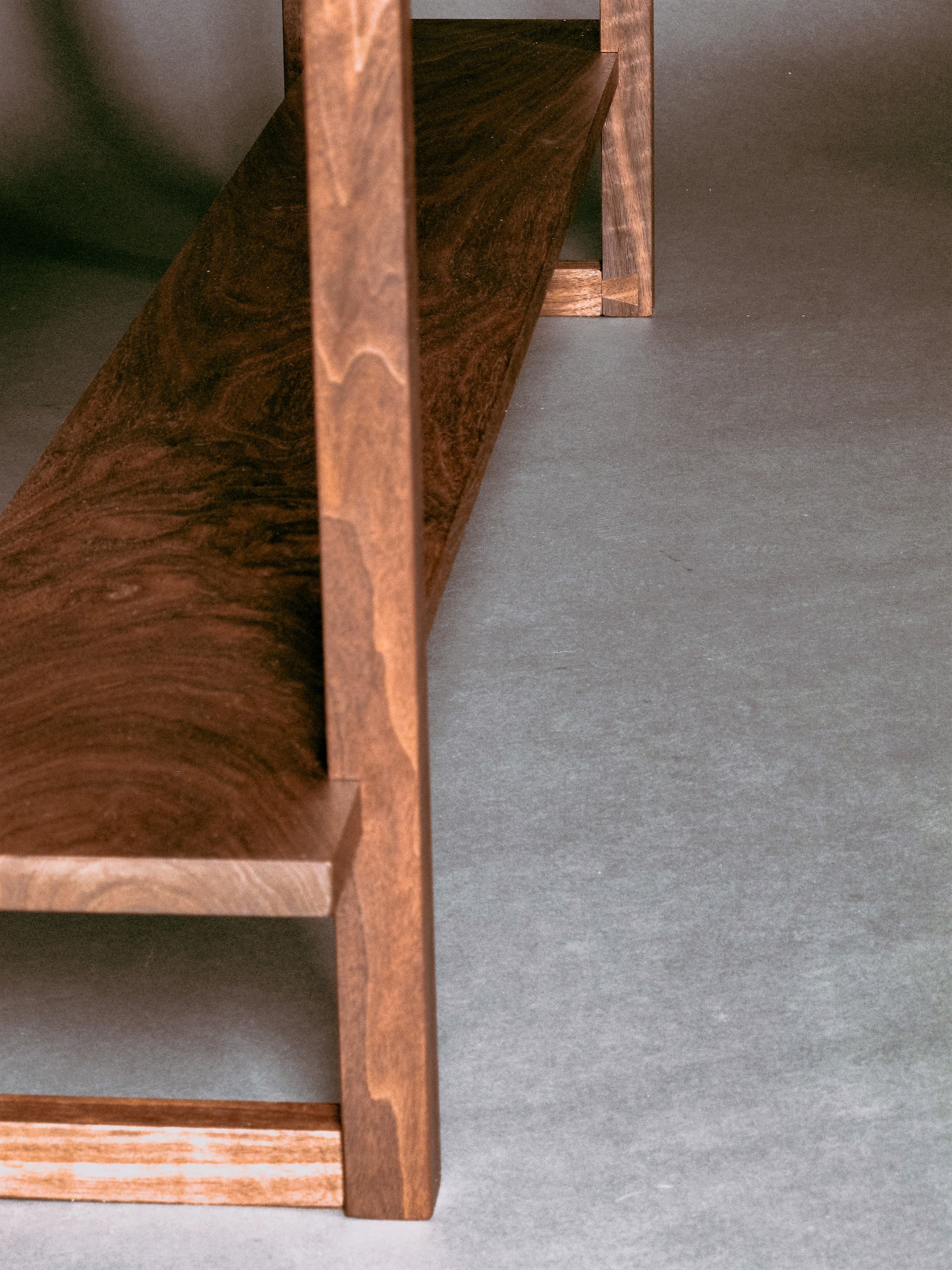 Walnut Japanese Console Table With Shelves: Long Narrow Hallway Table ...