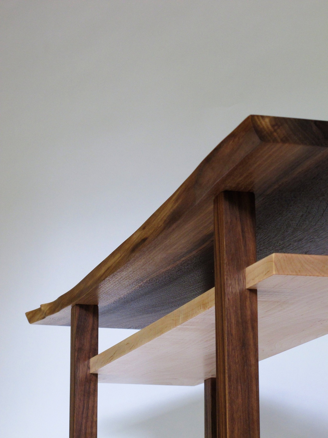 Handmade Walnut Live Edge Japanese Console Table: Narrow Entryway Table ...