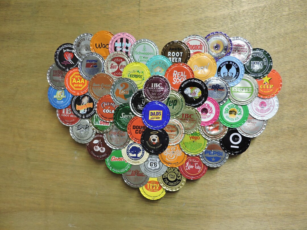 Multi-colored Soda Pop Bottle Cap Heart 11.5 by 8.5 Inches S1 - Etsy