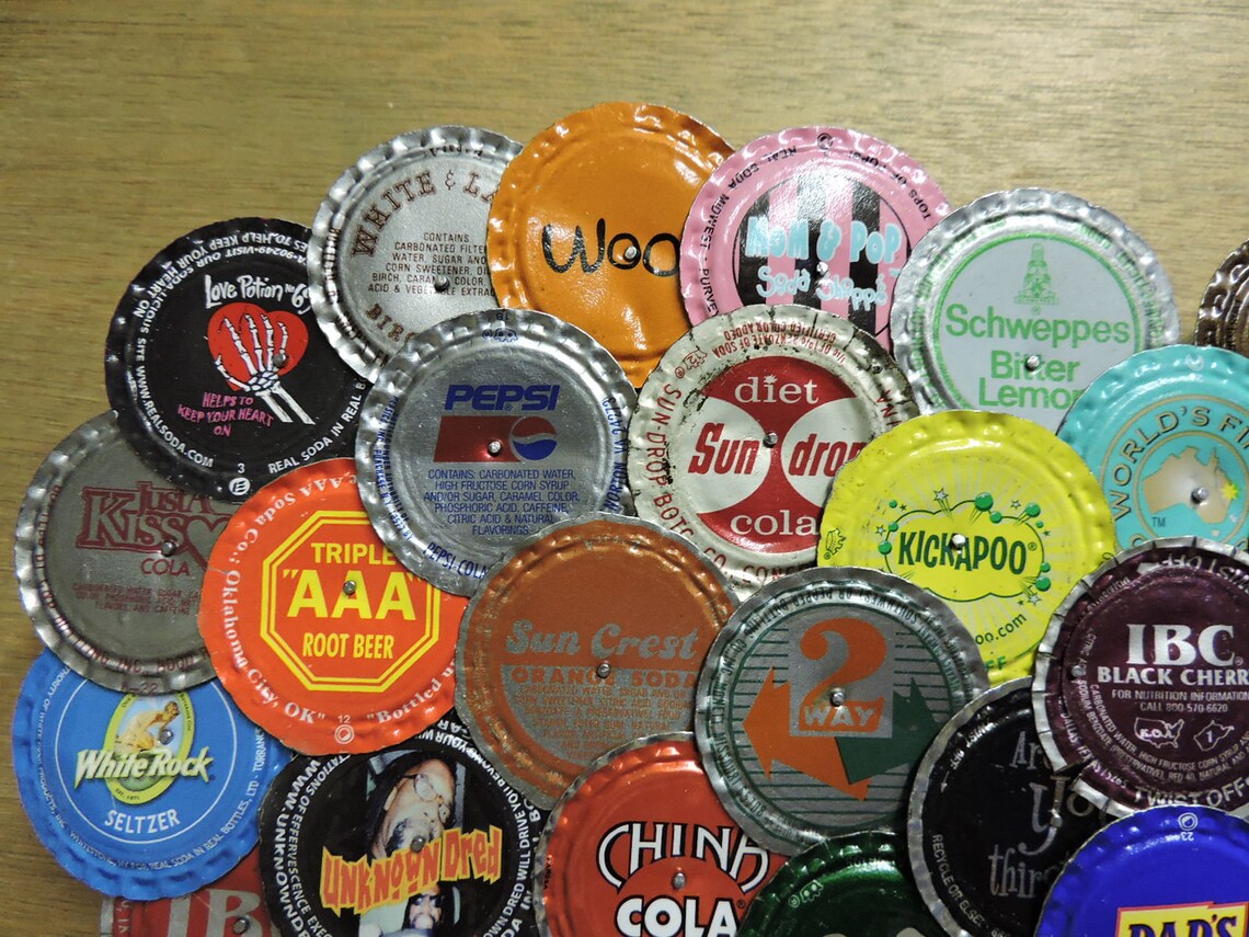 Multi-colored Soda Pop Bottle Cap Heart 11.5 by 8.5 Inches S1 - Etsy