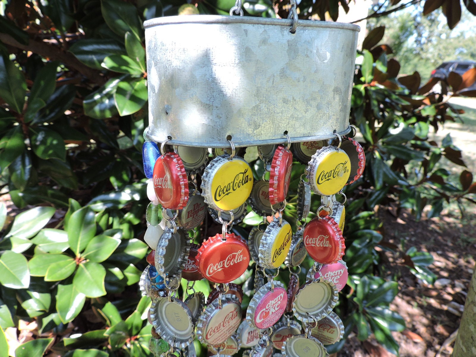 Dr Pepper Meets Coca Cola Bottle Cap Wind Chime With 60 Caps Plus Beads ...