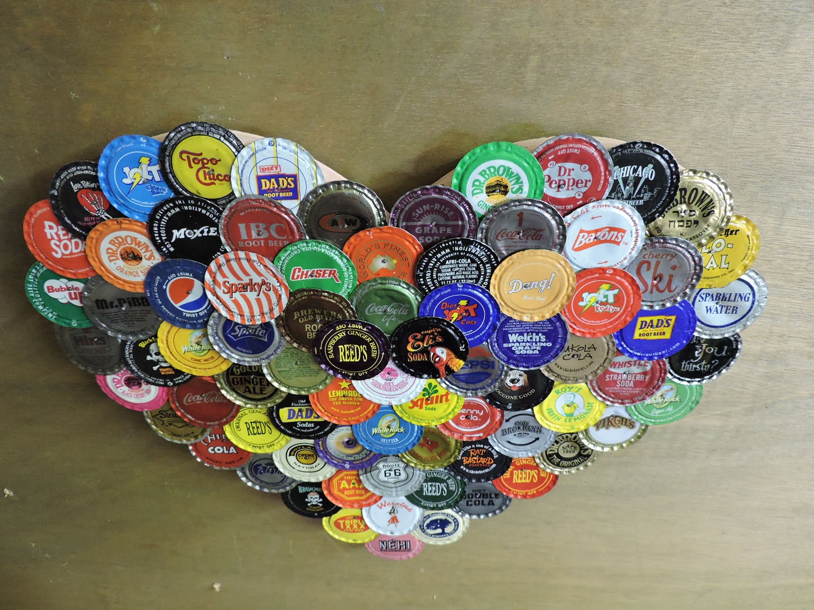 Multi-colored Soda Pop Bottle Cap Heart 13 by 10.5 Inches M3 - Etsy