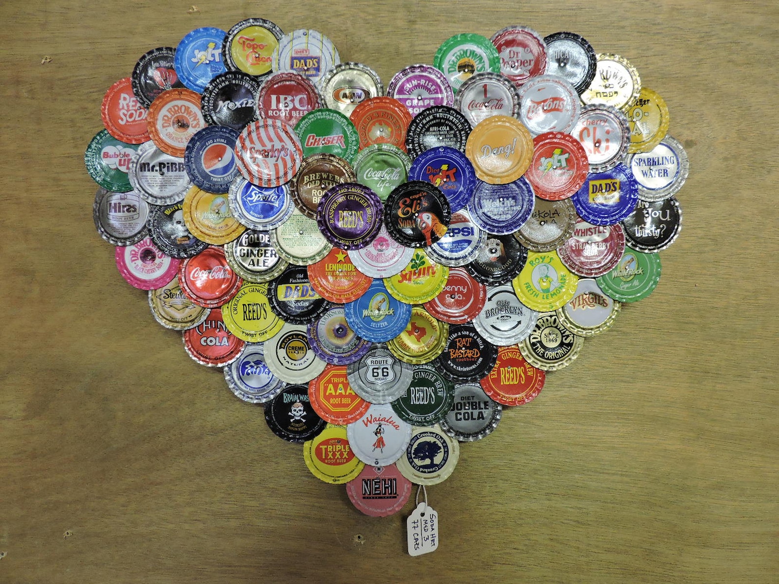 Multi-colored Soda Pop Bottle Cap Heart 13 by 10.5 Inches M3 - Etsy