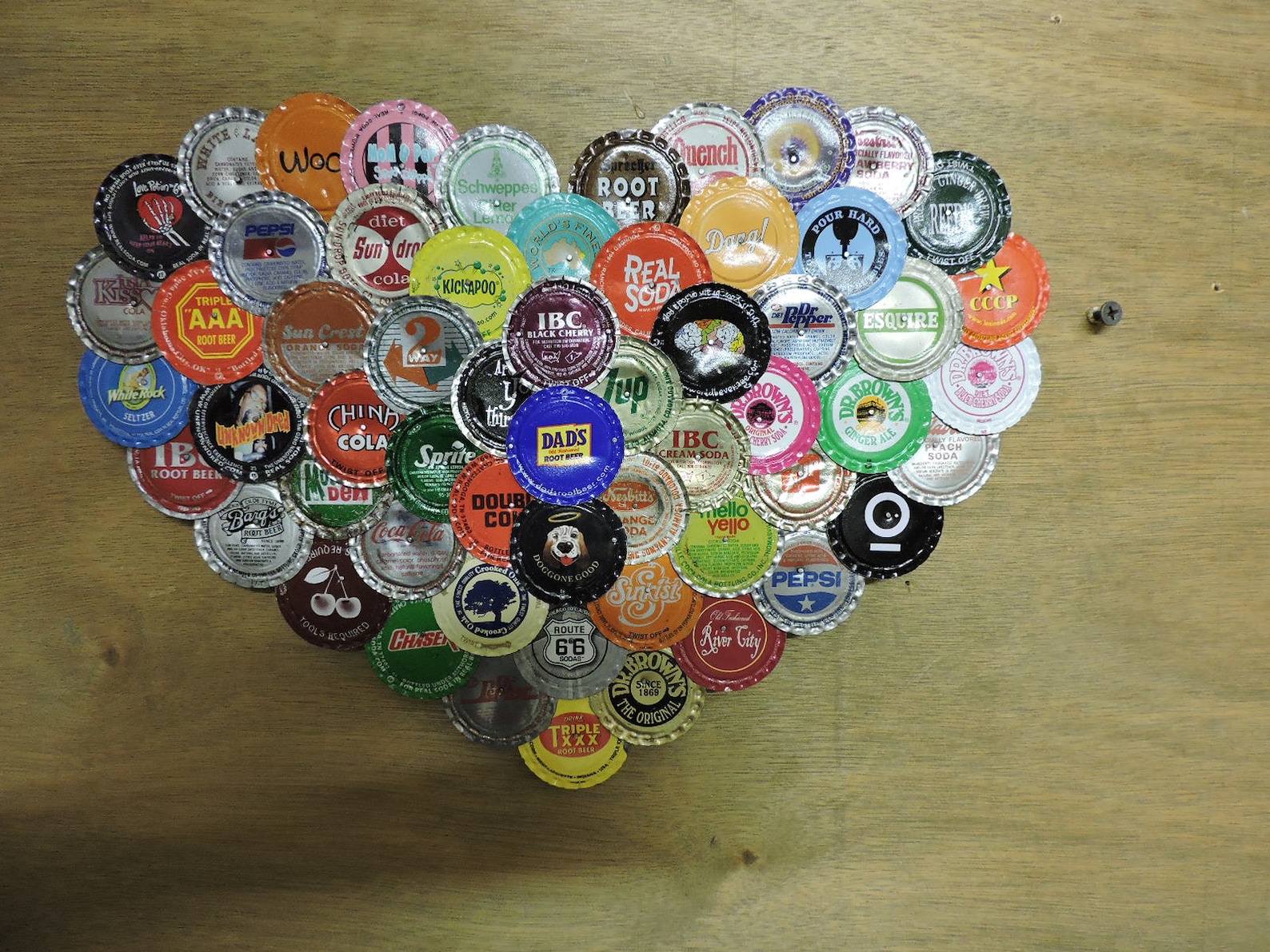 Multi-colored Soda Pop Bottle Cap Heart 11.5 by 8.5 Inches S1 - Etsy
