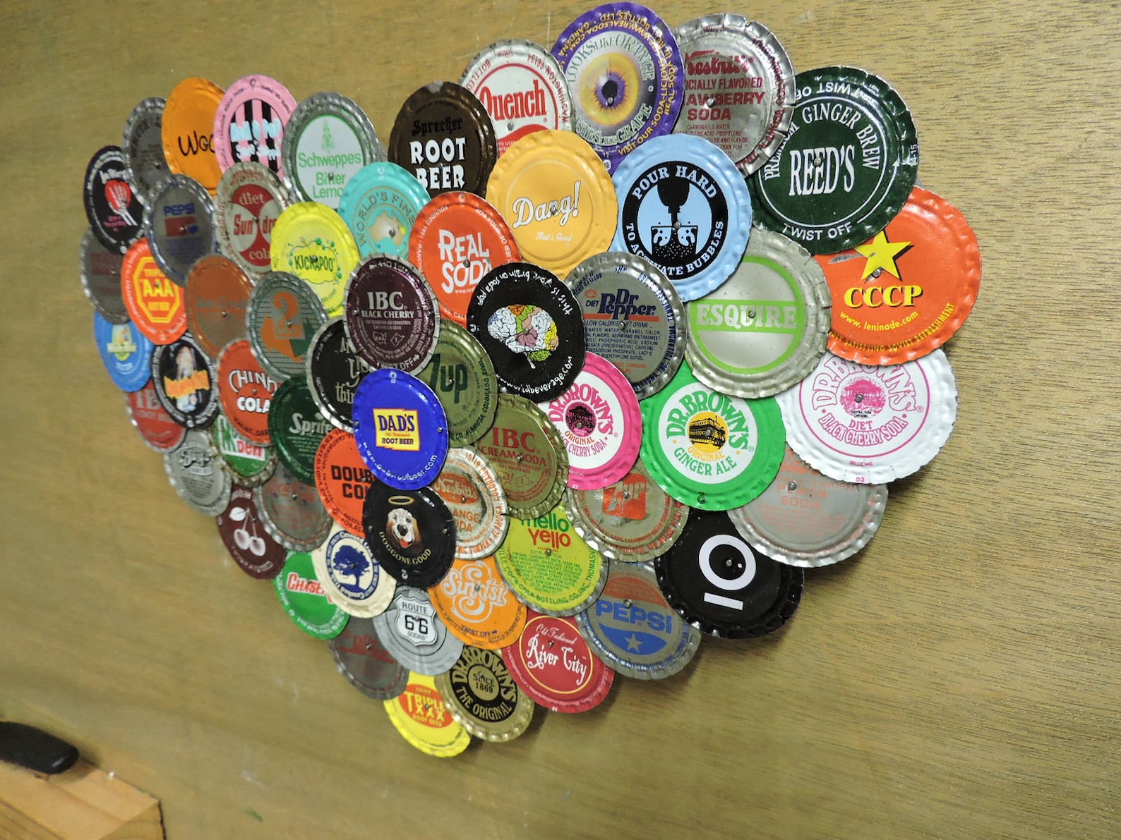 Multi-colored Soda Pop Bottle Cap Heart 11.5 by 8.5 Inches S1 - Etsy