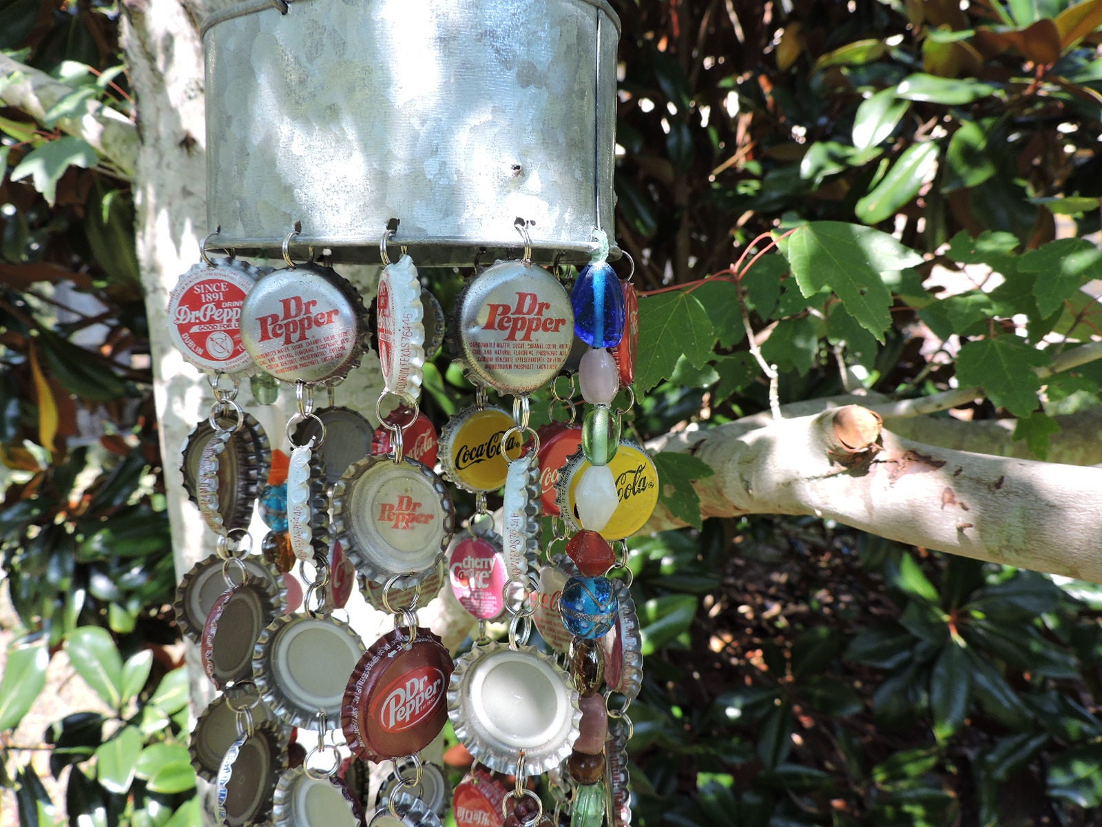 Dr Pepper Meets Coca Cola Bottle Cap Wind Chime With 60 Caps Plus Beads ...