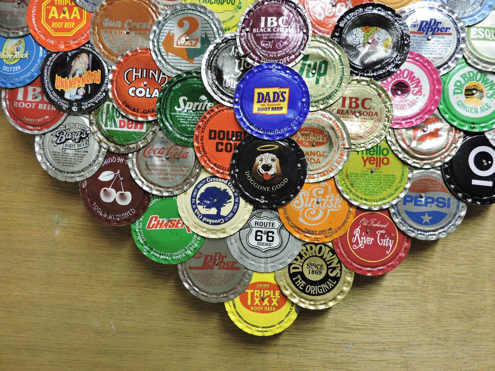 Multi-colored Soda Pop Bottle Cap Heart 11.5 by 8.5 Inches S1 - Etsy