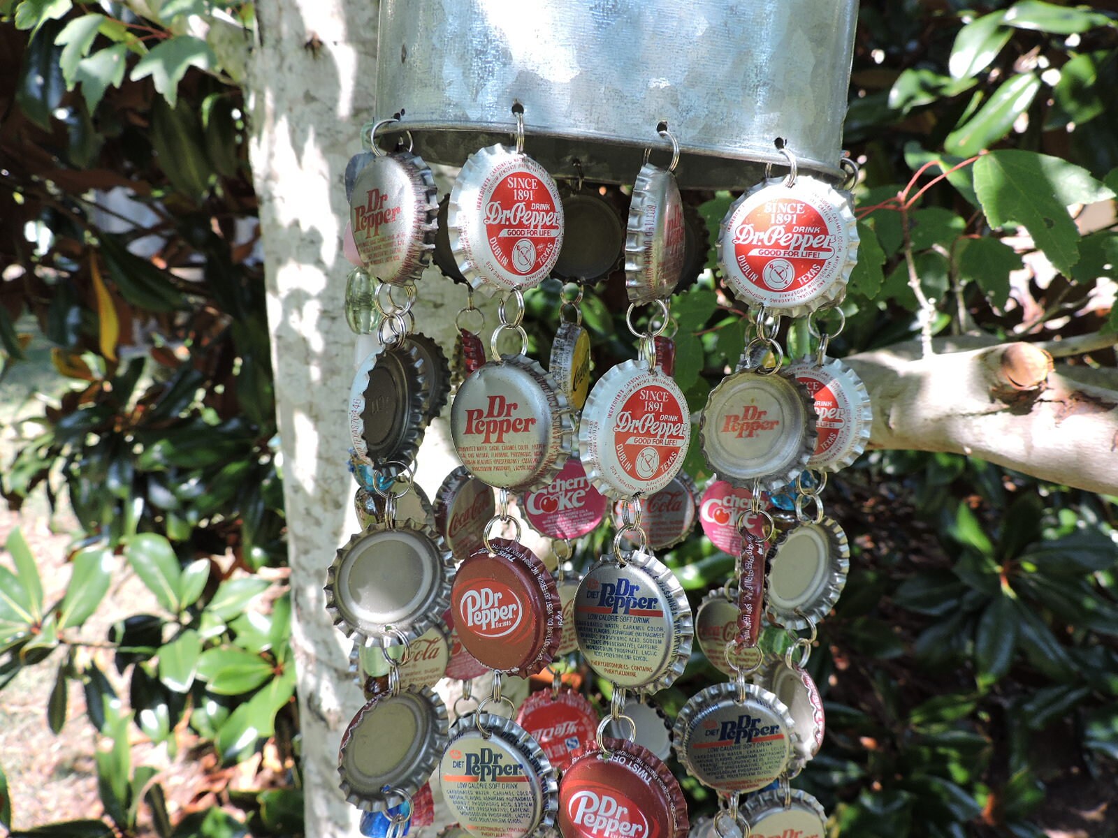 Dr Pepper Meets Coca Cola Bottle Cap Wind Chime With 60 Caps Plus Beads ...