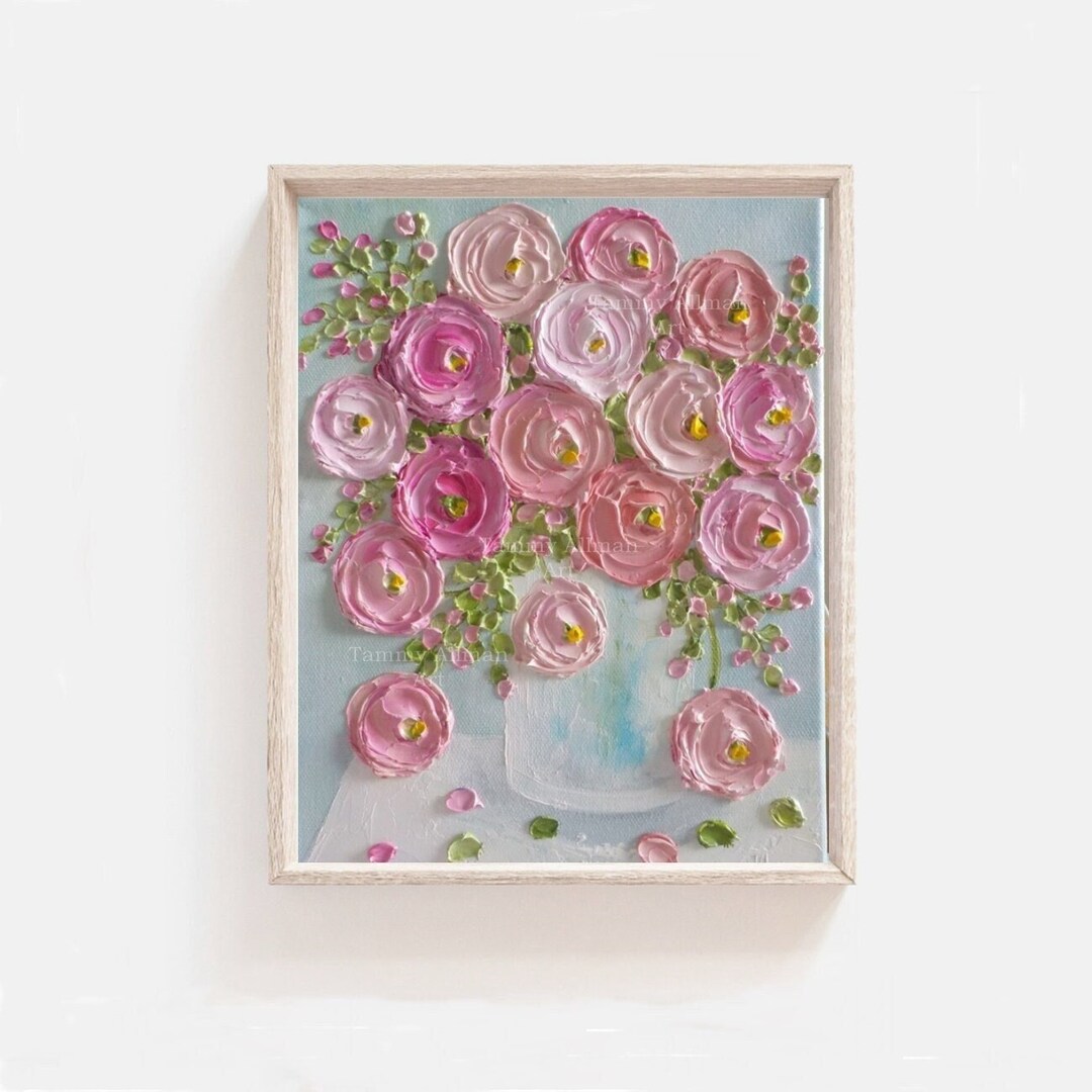 Buy Custom Original Ranunculus Impasto Painting, Cottage Chic Painting ...