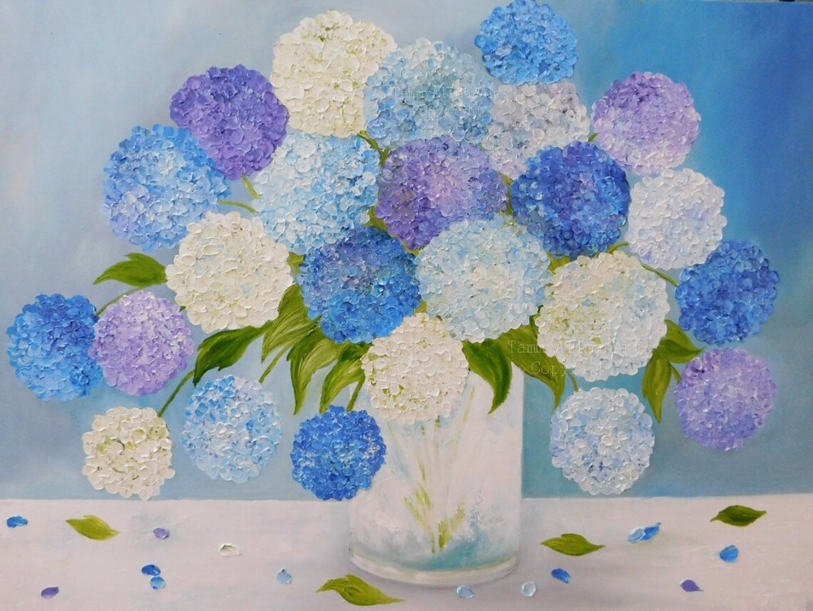 Hydrangea Painting Original Hydrangea Painting Custom | Etsy