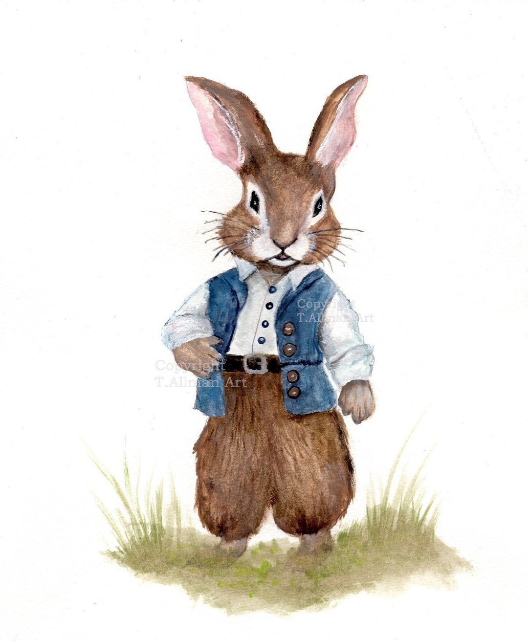 Original Rabbit Watercolor Print, Bunny Illustration, Beatrix Potter ...