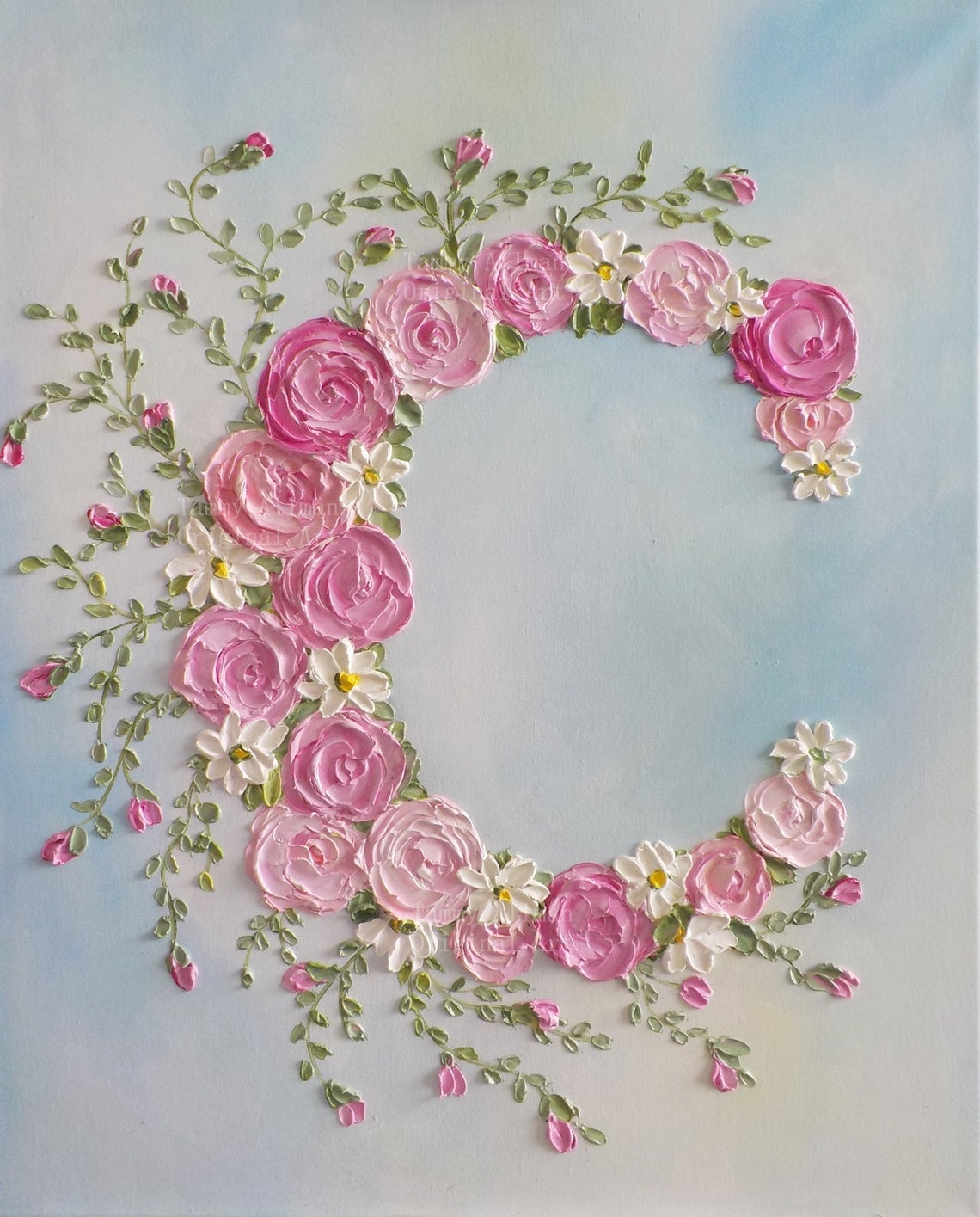 Whimsical Nursery Initial Impasto Painting Letter Painting Etsy