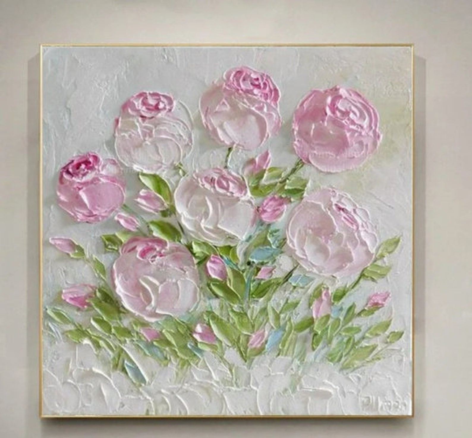 Custom Soft Peonies Oil Impasto Painting Cottage Decor - Etsy