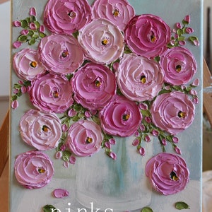 Buy Custom Original Ranunculus Impasto Painting, Cottage Chic Painting ...