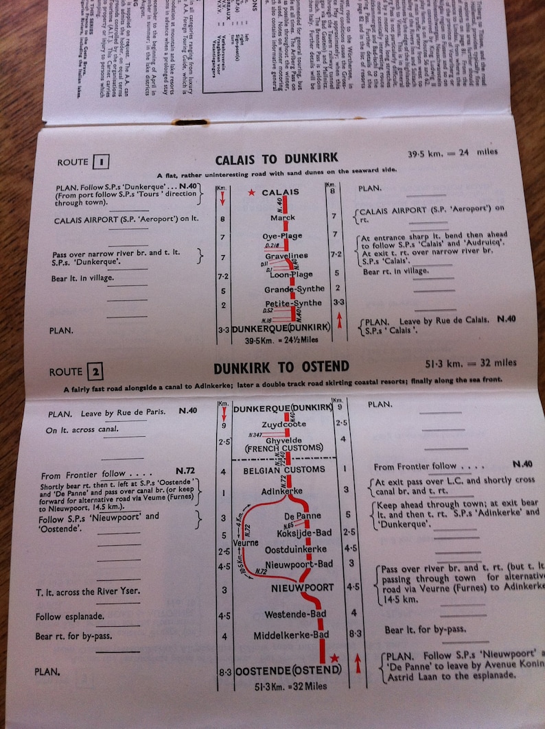 Vintage Retro AA Routes to Austria Map 196os Road and Route Map With ...
