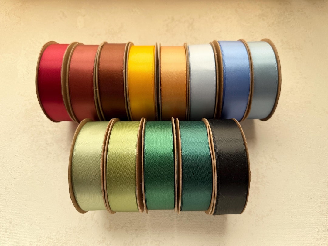 NEW 1" or 2" Double-faced Satin Ribbon Finished Edge - 25 Yard Rolls ...