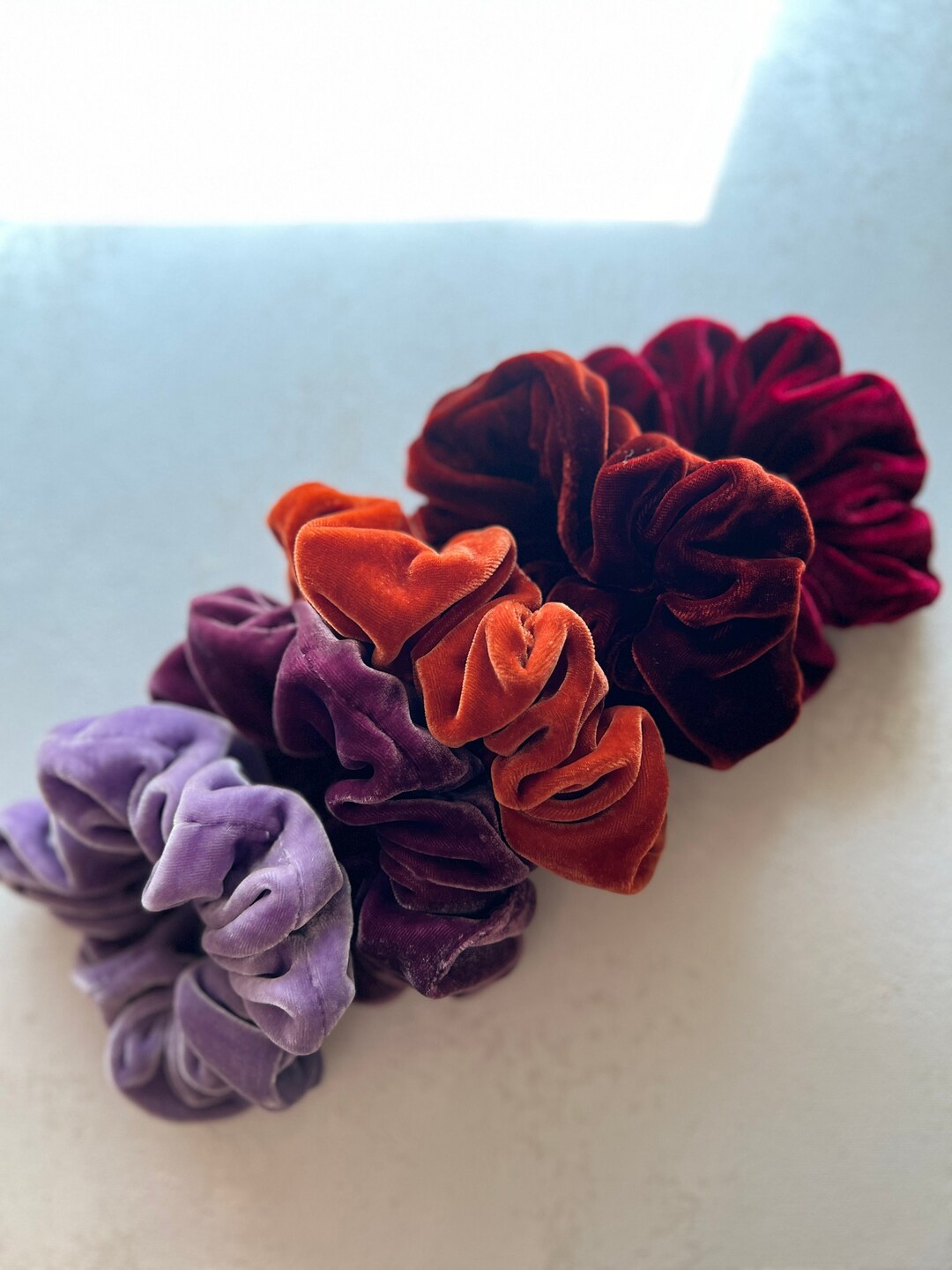 NEW SILK VELVET Scrunchies - Hand-dyed (medium) - Etsy