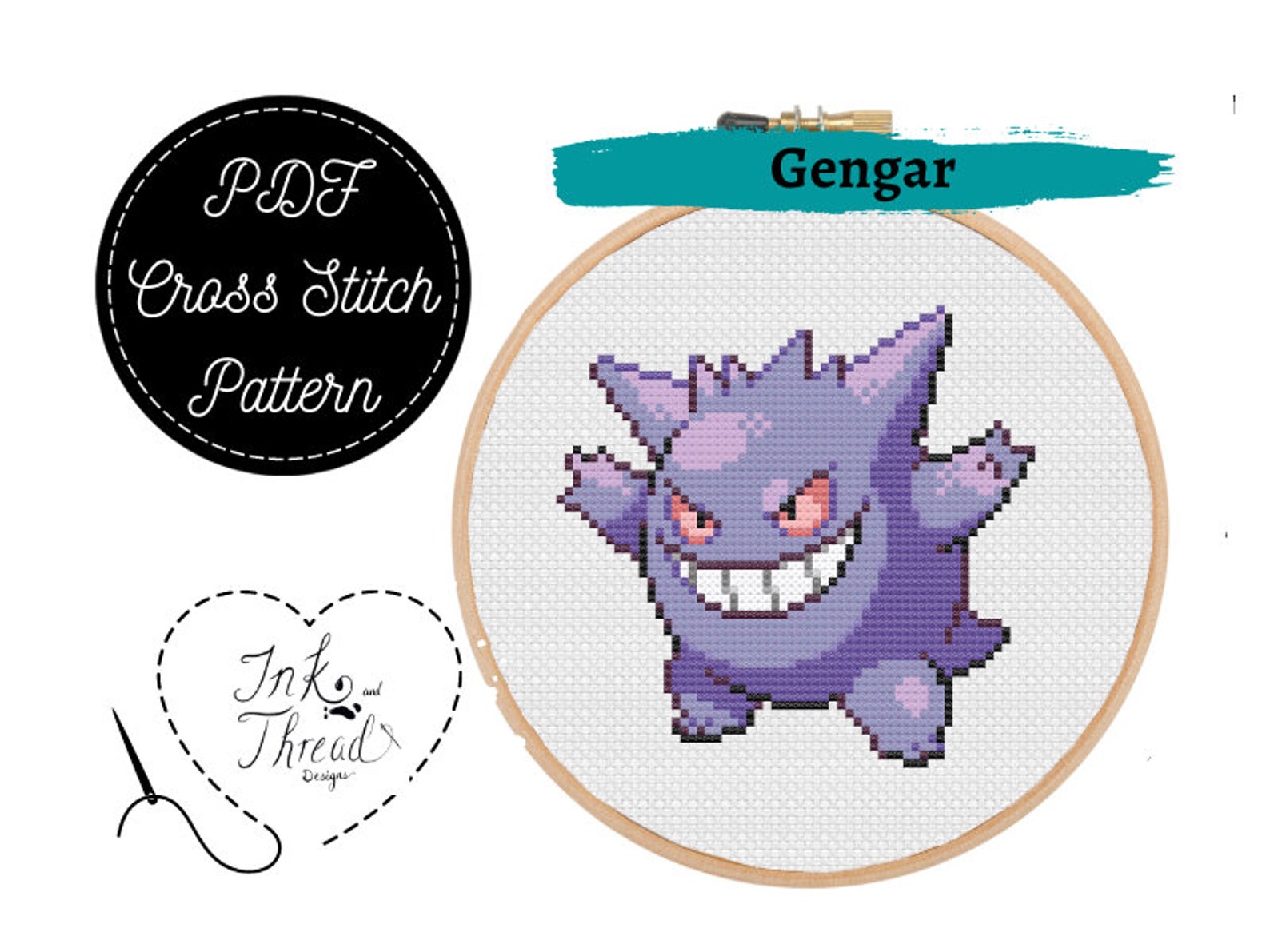 Gengar Cross Stitch Pattern - Etsy