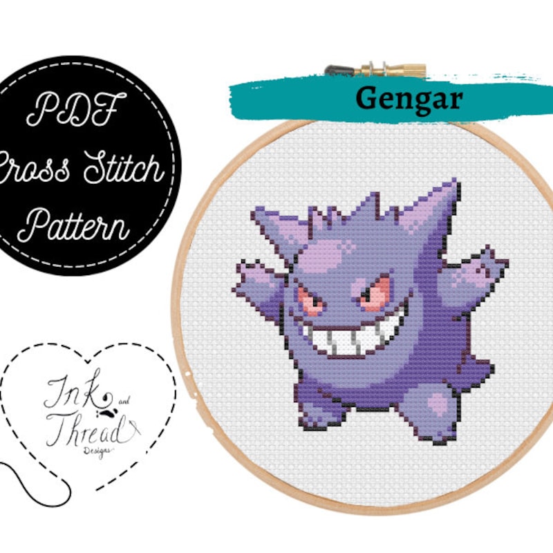Cute Gengar Cross Stitch - Etsy