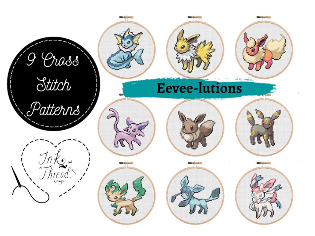 Eevee-lution Bundle Cross Stitch Patterns - Eevee and All Evolutions - Etsy