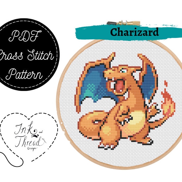 Charizard Cross Stitch Pattern - Etsy