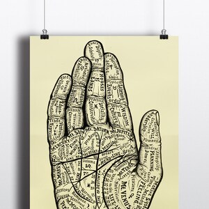 Antique Print, Hand, Life Lines, Wall Art, Wall Decor, Book of Life ...