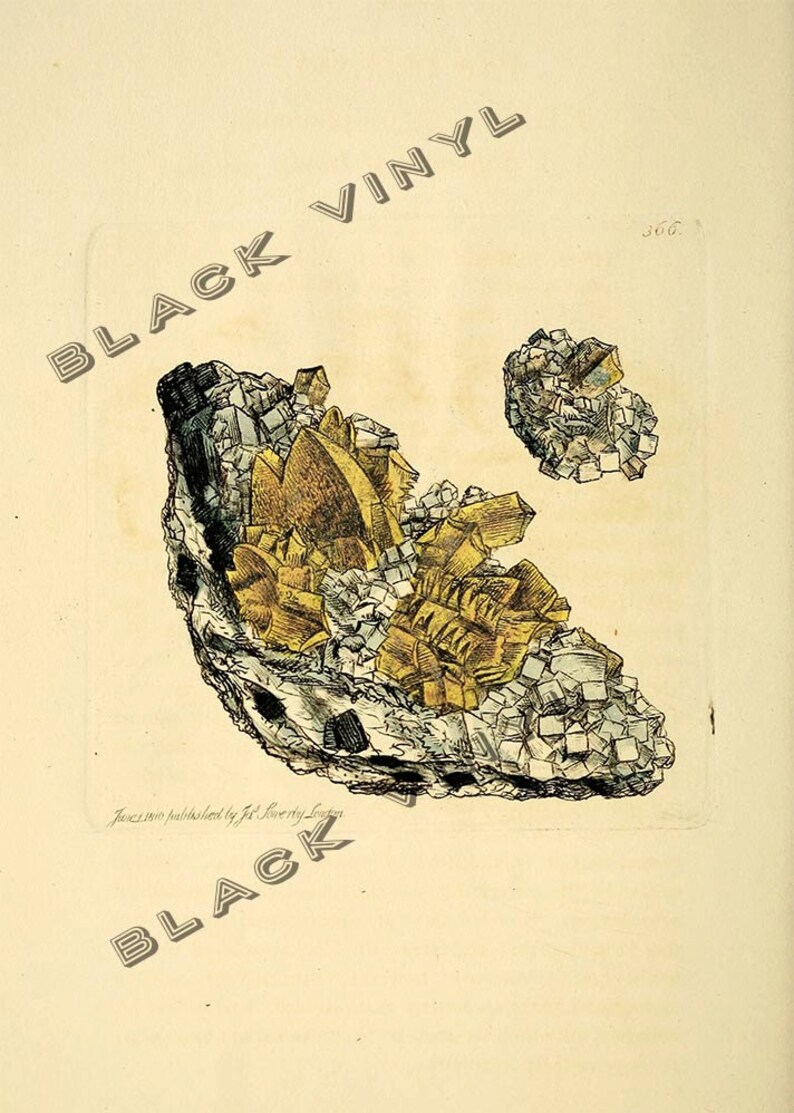Gems Crystals Mineral Print Vintage Science Chart Art Print Old Book ...