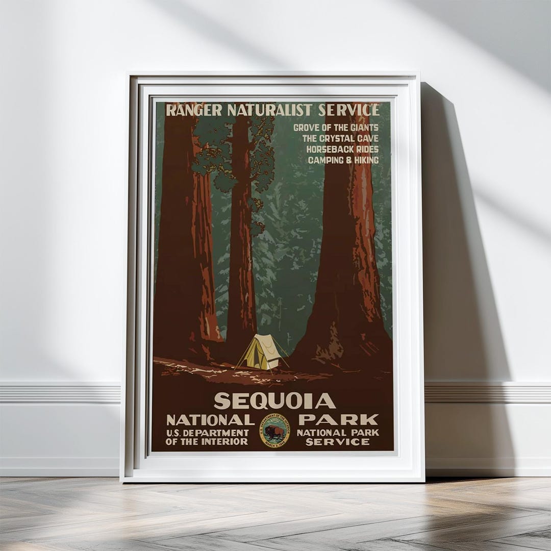 Sequoia National Park Vintage Poster Sequoia Tree Camping Art Print ...