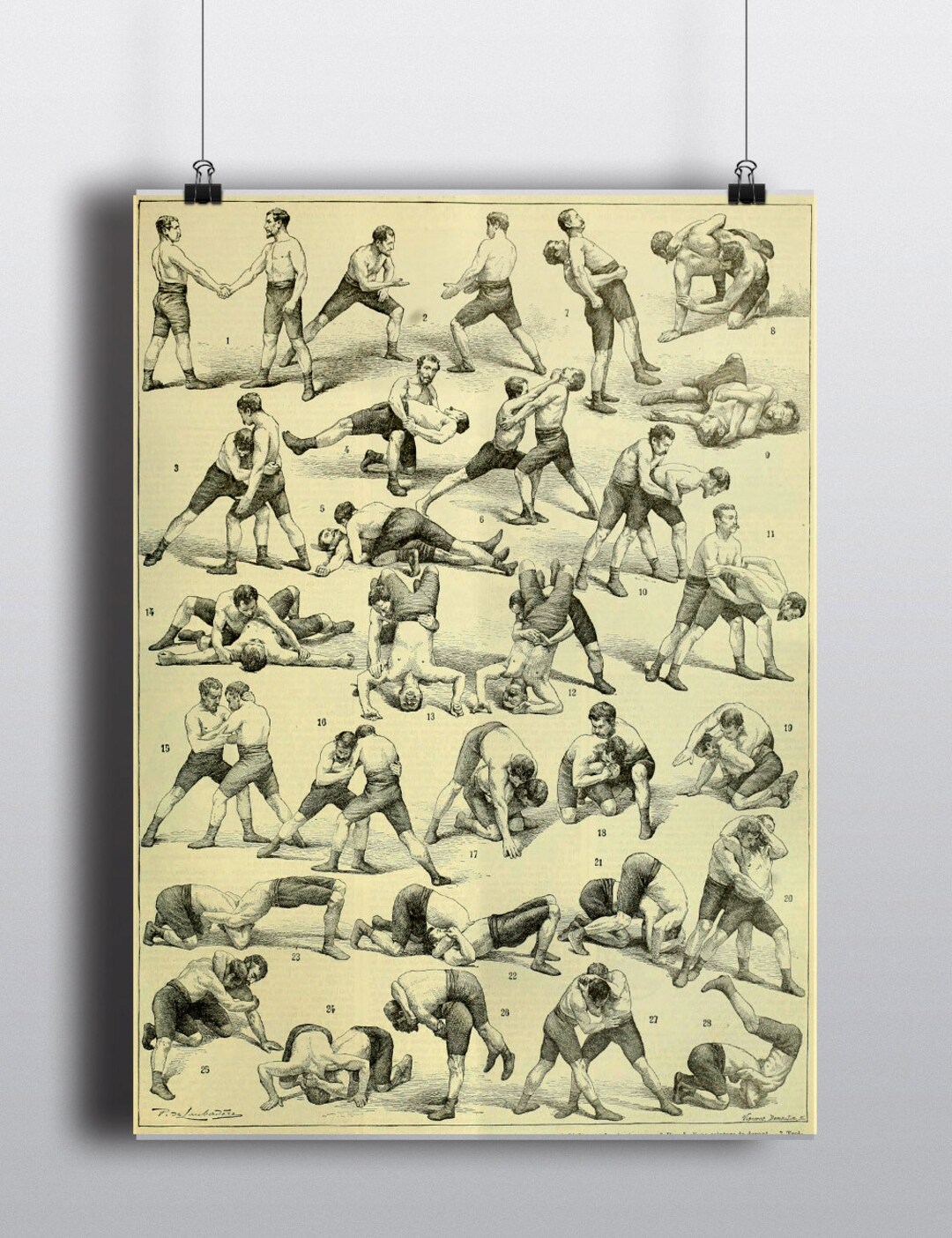Antique Wrestling Poster Vintage Sports Print Mancave Man Print Gift ...