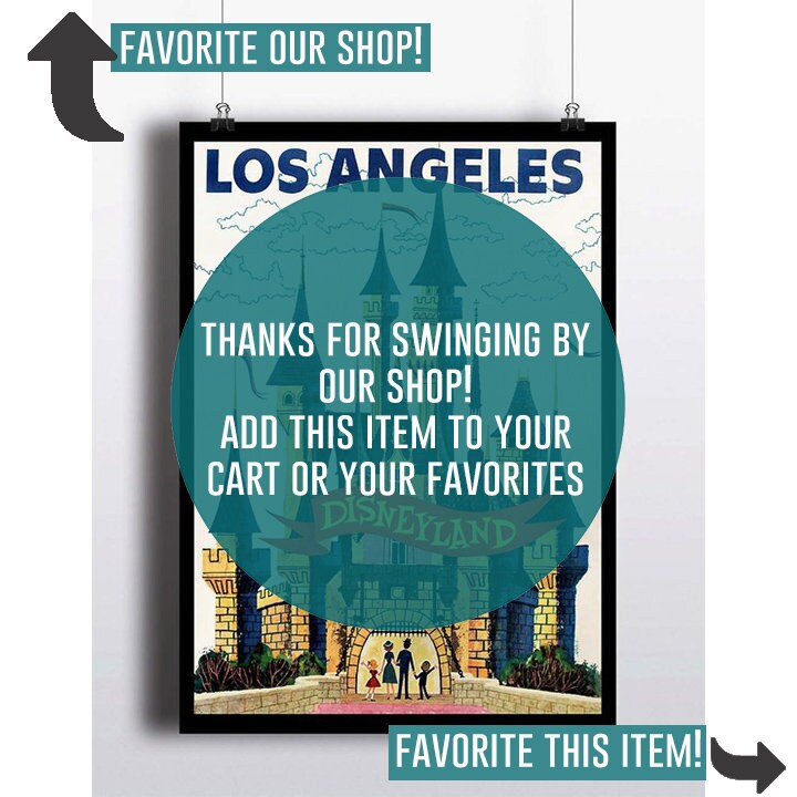 Vintage Disney Print Disneyland Print Disney Poster Los Angeles Travel ...