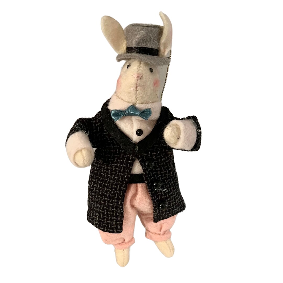 Vintage Midwest of Cannon Falls Heart Felt Gentleman Rabbit Ornament ...